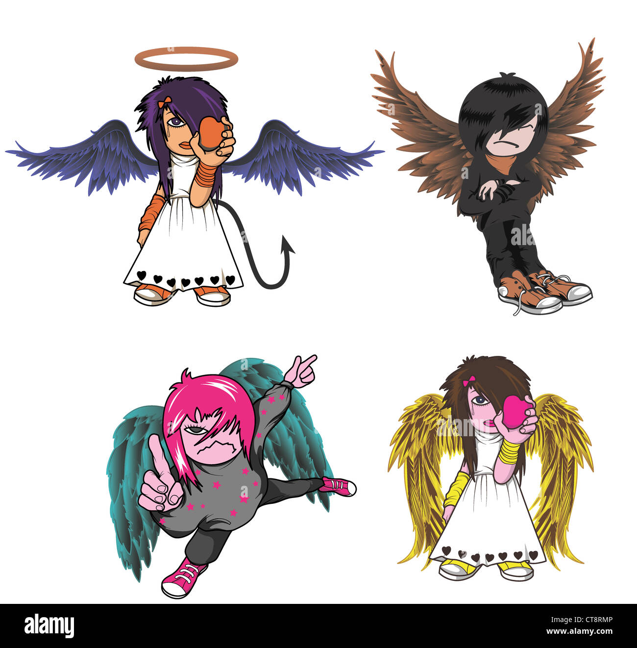 abstract illustration of emo kids with wings Stock Photo - Alamy