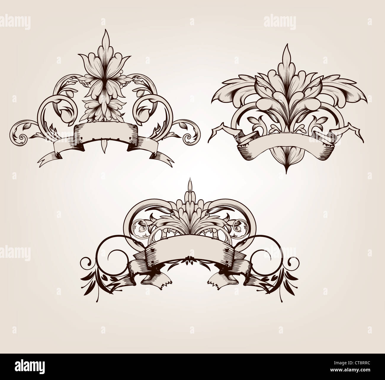 vintage floral elements with beautiful old scrolls Stock Photo - Alamy