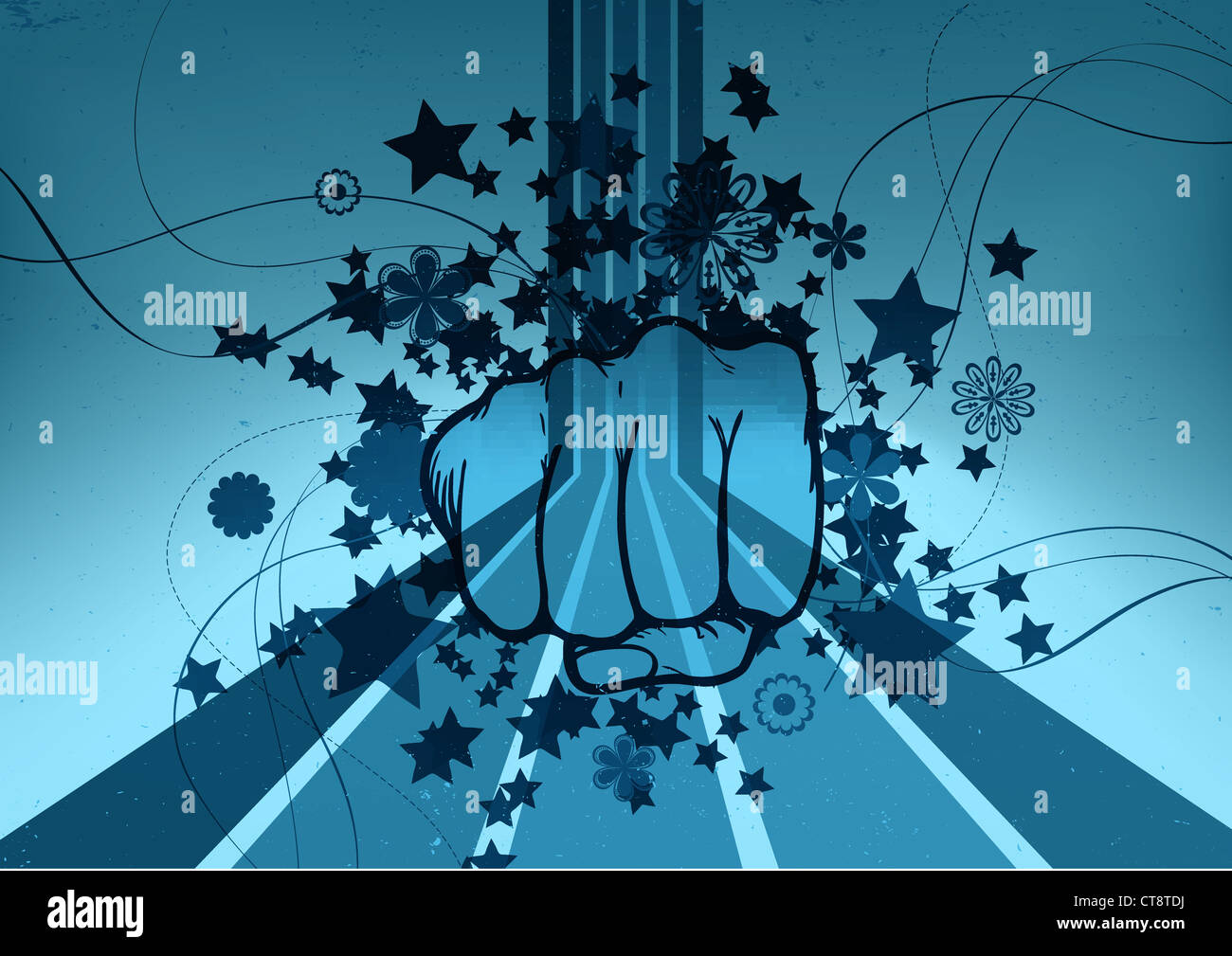 grunge background with fist vector illustration Stock Photo - Alamy