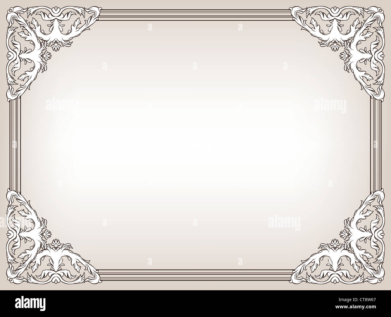 vintage frame with beautiful floral elements and lines Stock Photo - Alamy