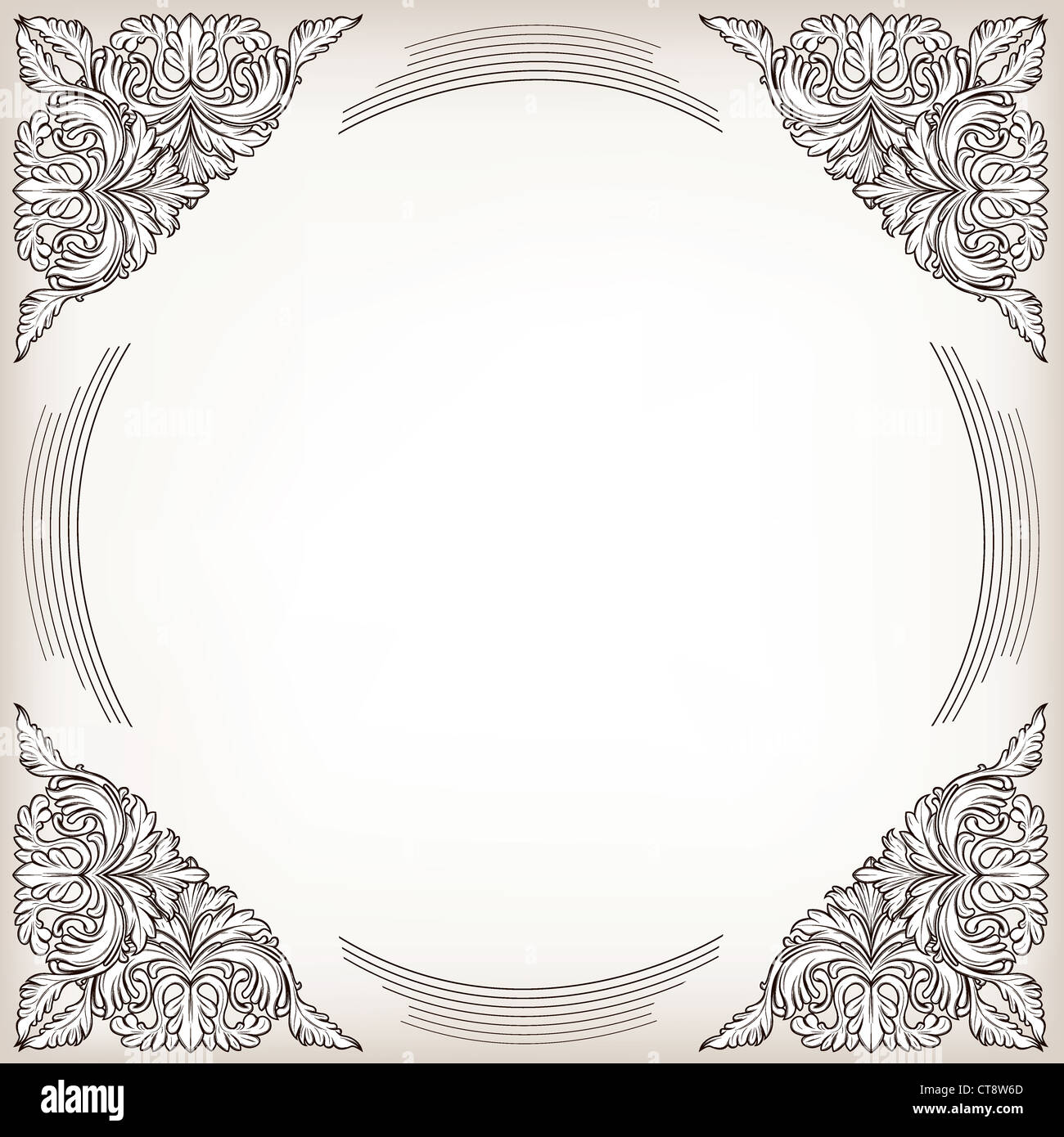 vintage frame with beautiful floral elements and lines Stock Photo - Alamy