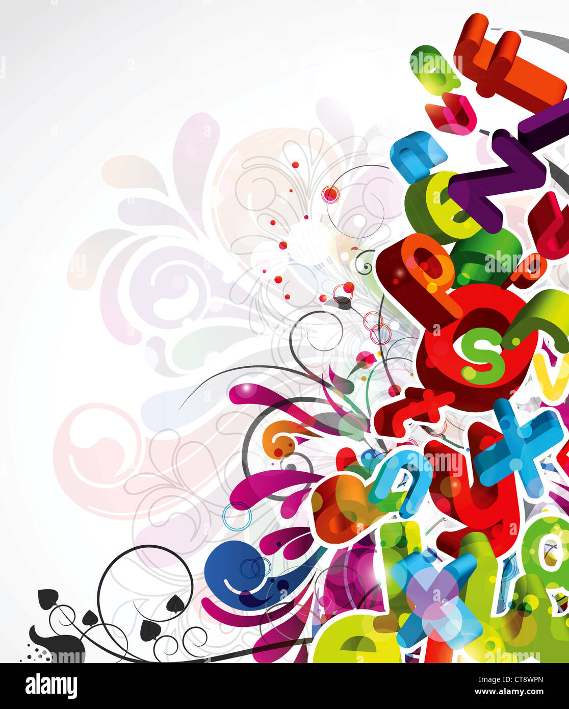 vector colorful abstract background with 3d letters Stock Photo - Alamy