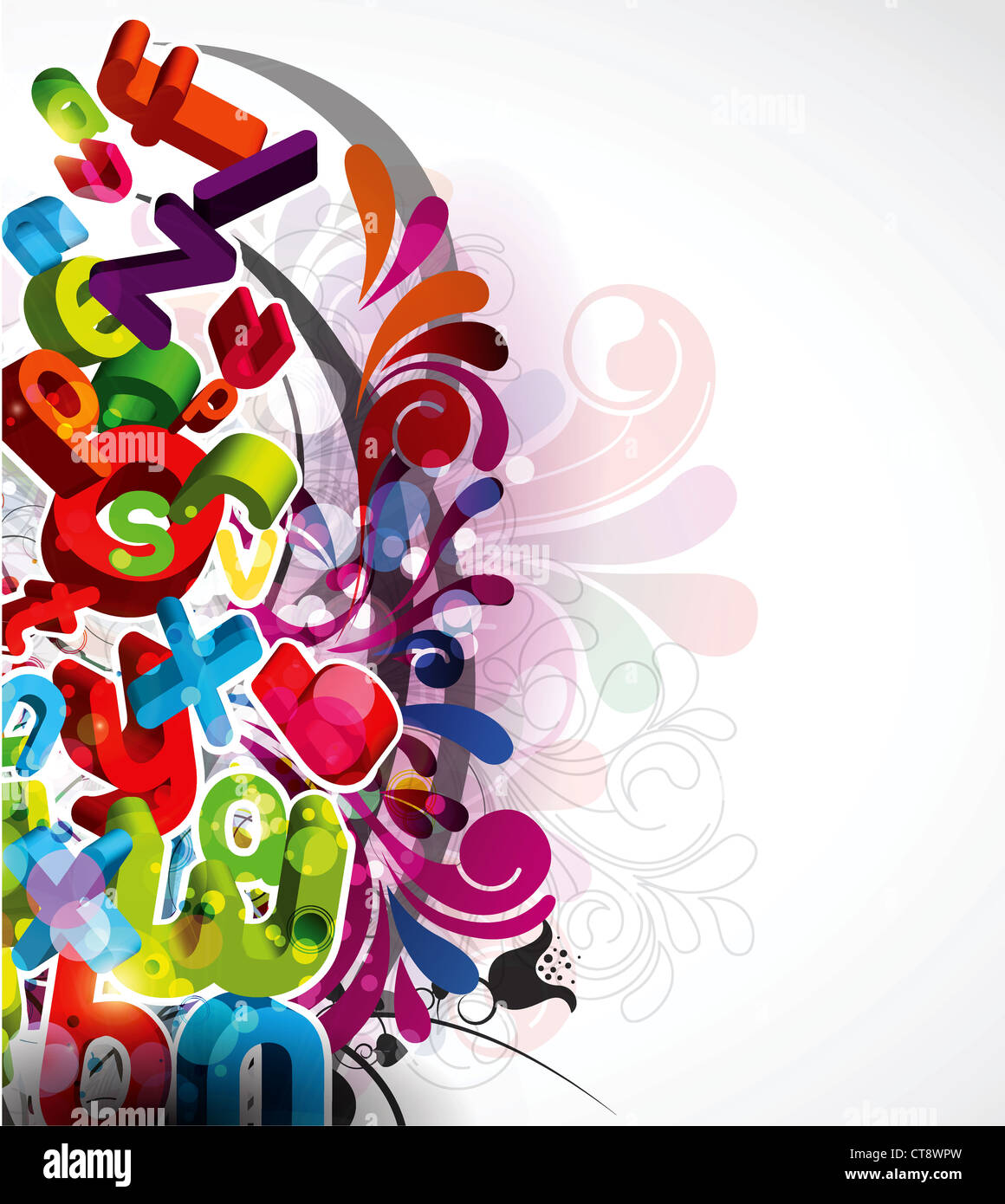 vector colorful abstract background with 3d letters Stock Photo - Alamy