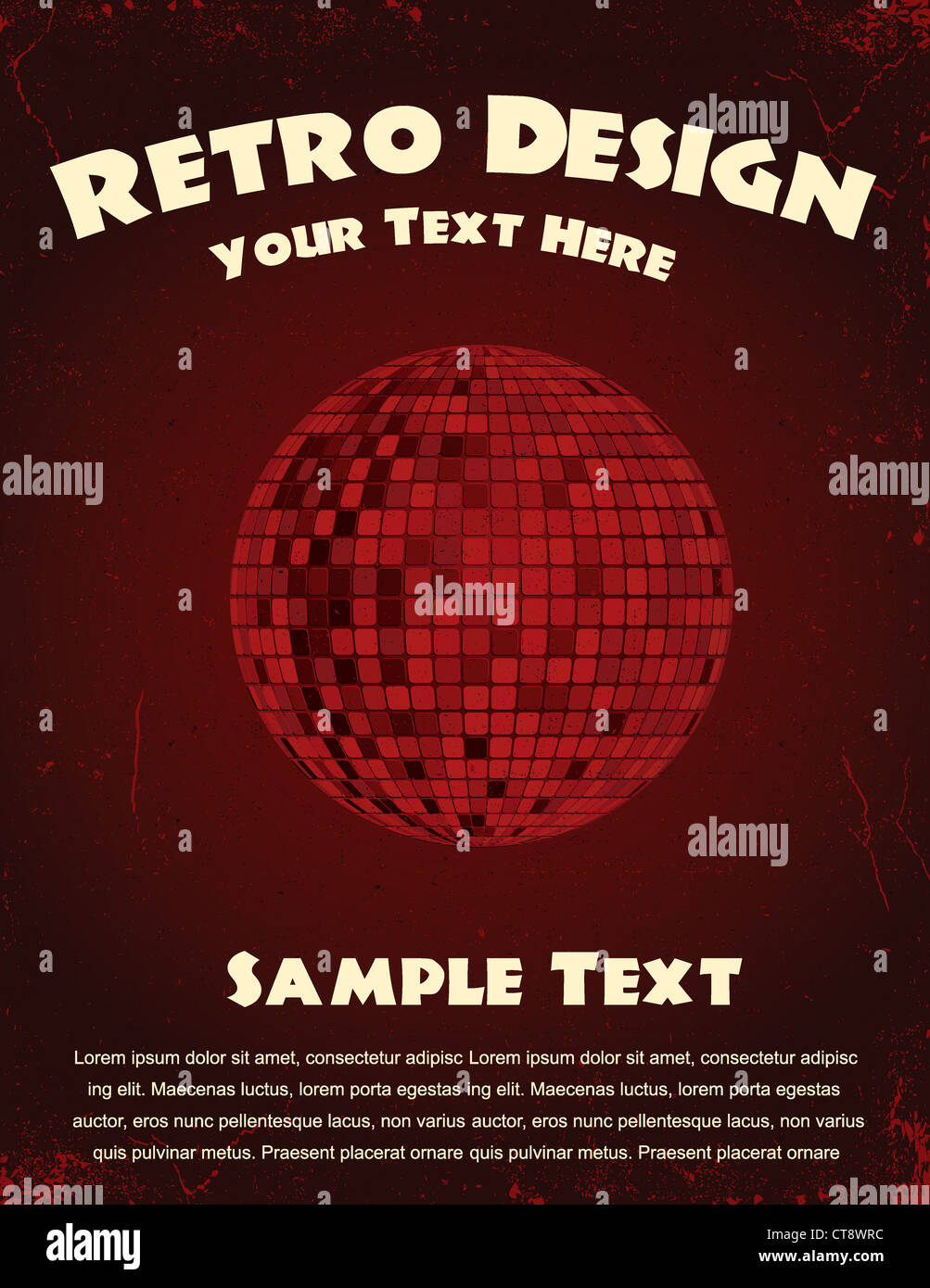 vector retro concert poster with discoball Stock Photo - Alamy