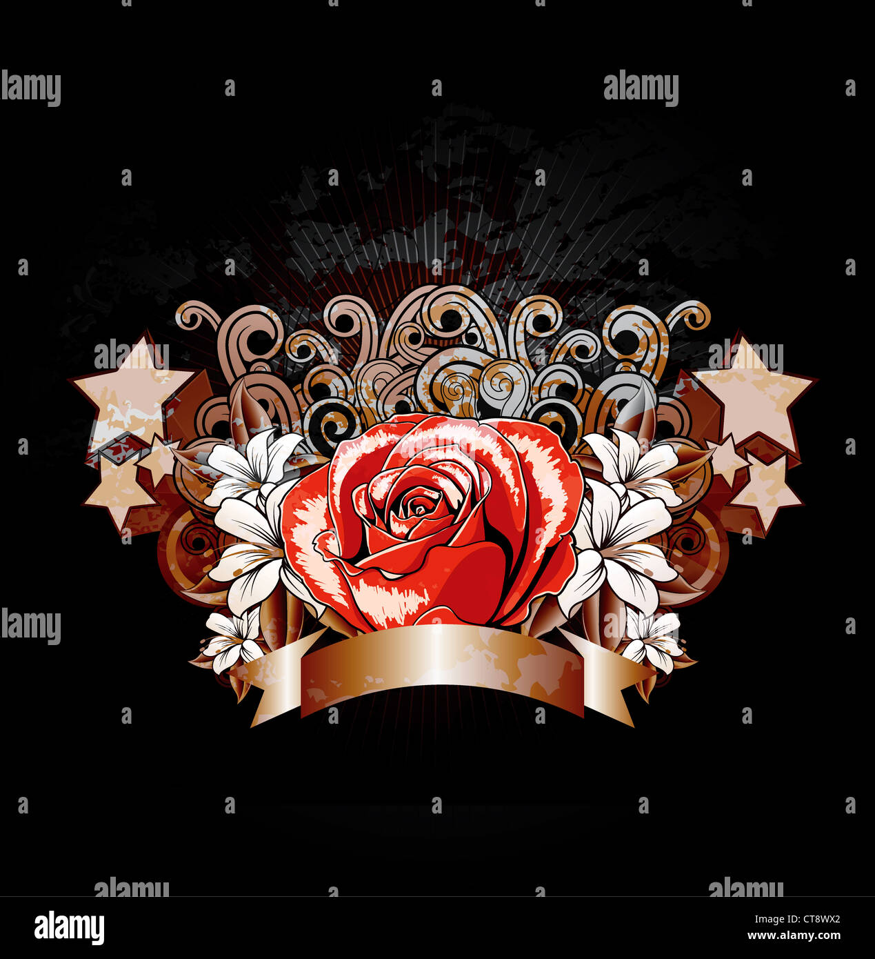 rose with ribbon vector illustration Stock Photo - Alamy