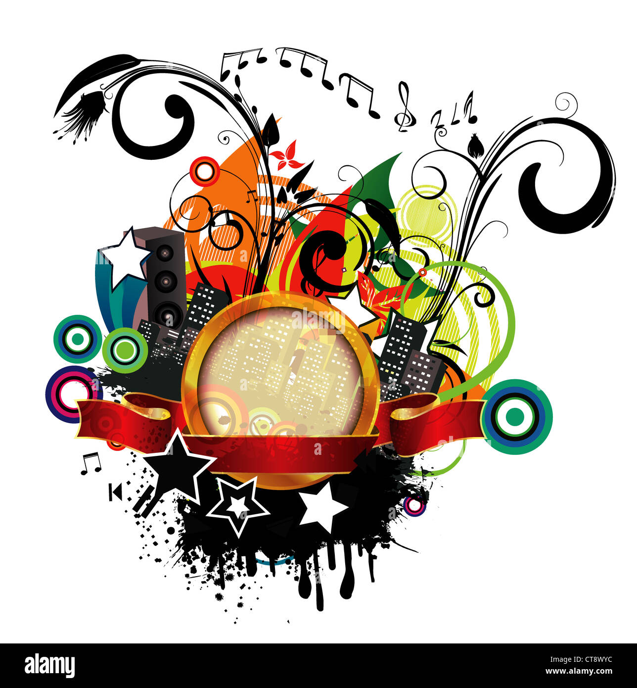 vector abstract illustration with gold label Stock Photo - Alamy