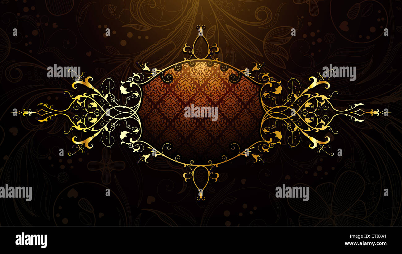 gold floral frame vector illustration Stock Photo - Alamy