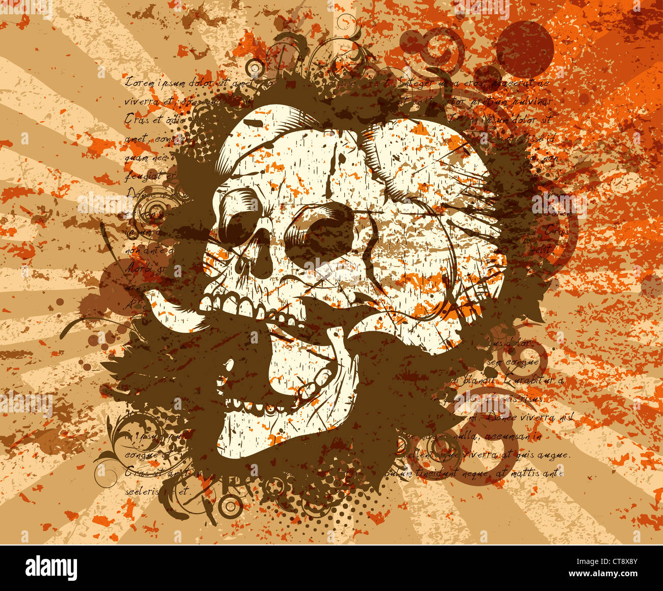 vector vintage background with skull Stock Photo - Alamy