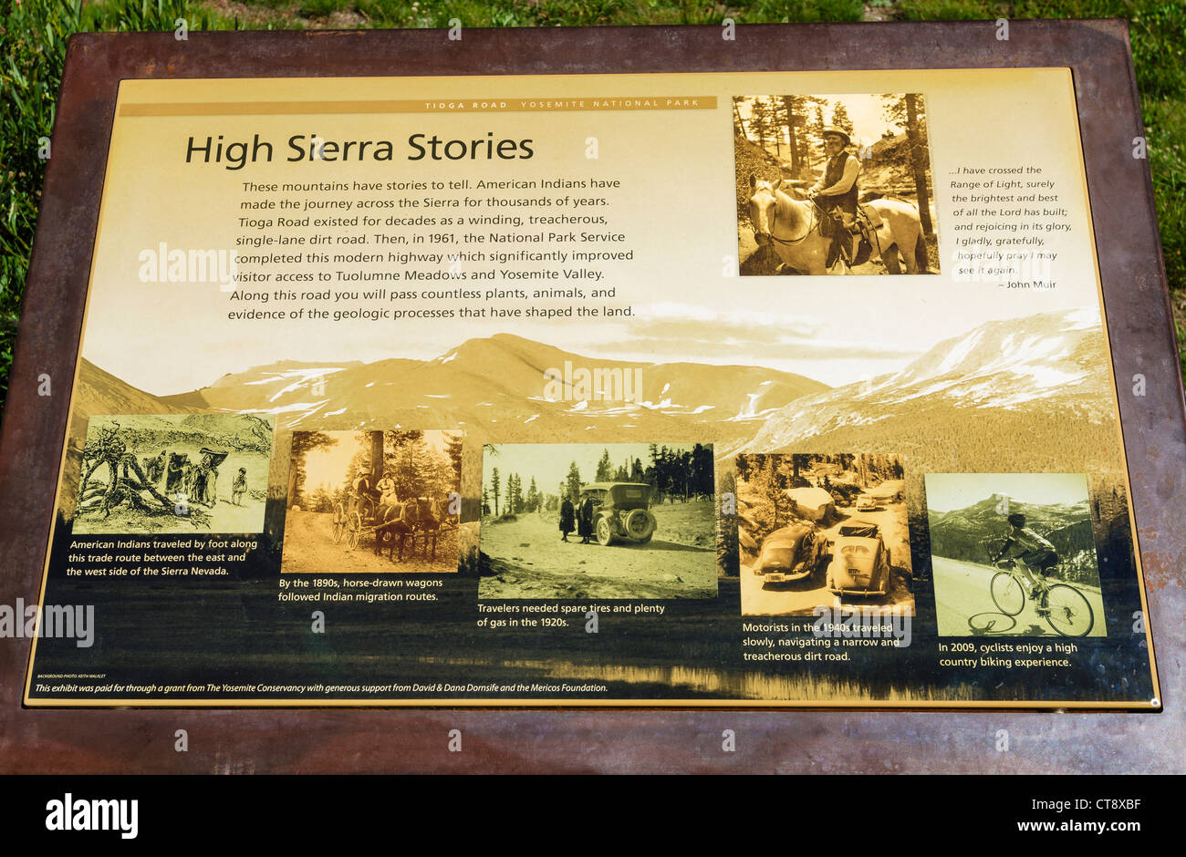 Interpretive sign on Tioga Pass, Tuolumne Meadows, Yosemite National ...