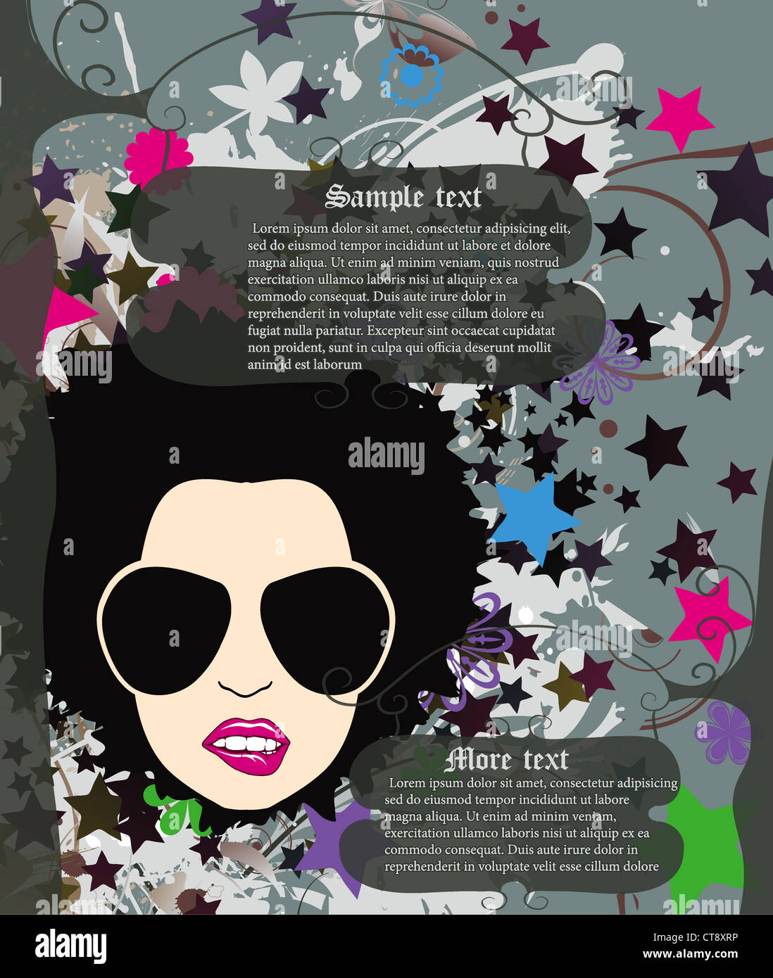 vector funky face with stars Stock Photo - Alamy