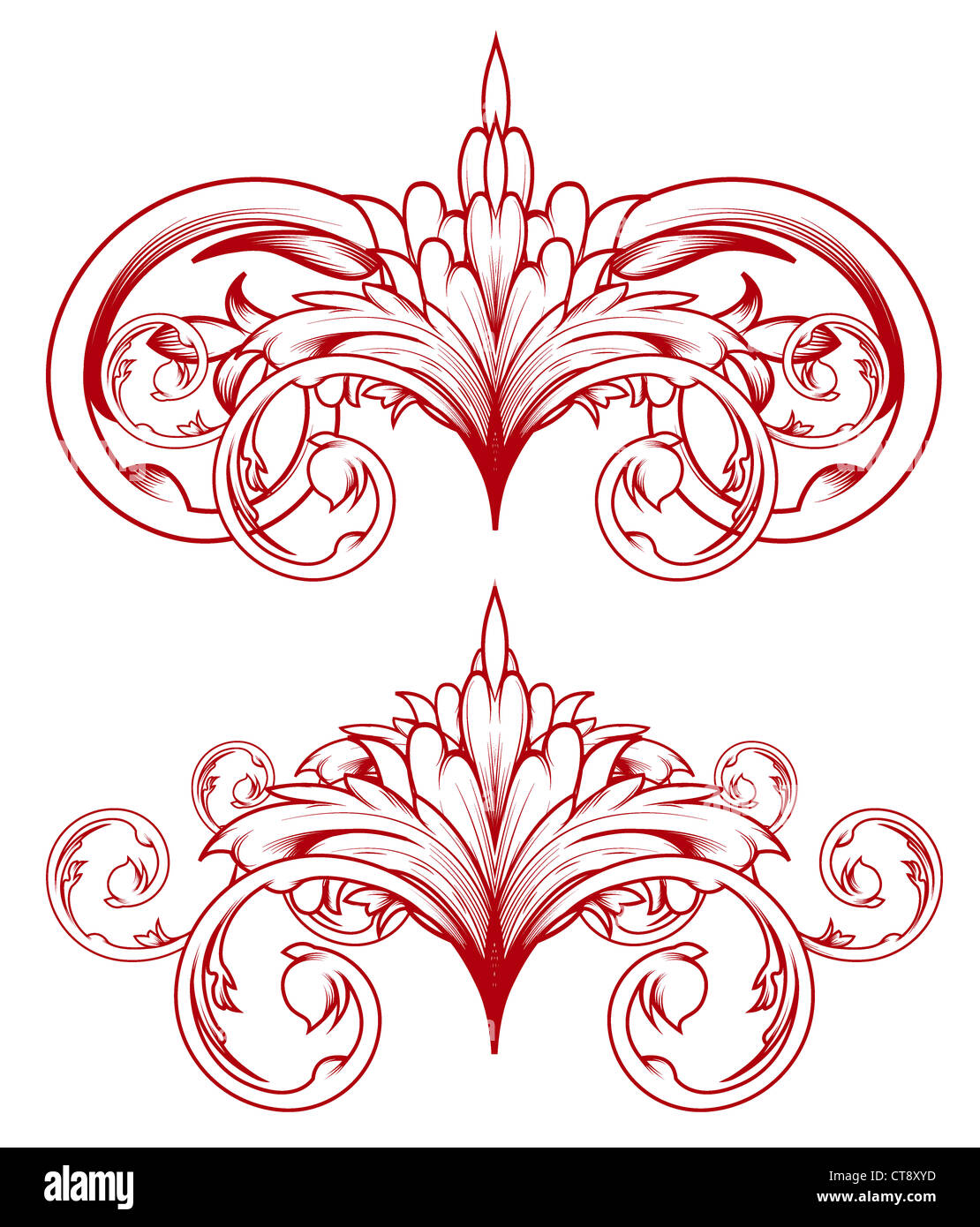 beautiful old style floral elements for design Stock Photo - Alamy