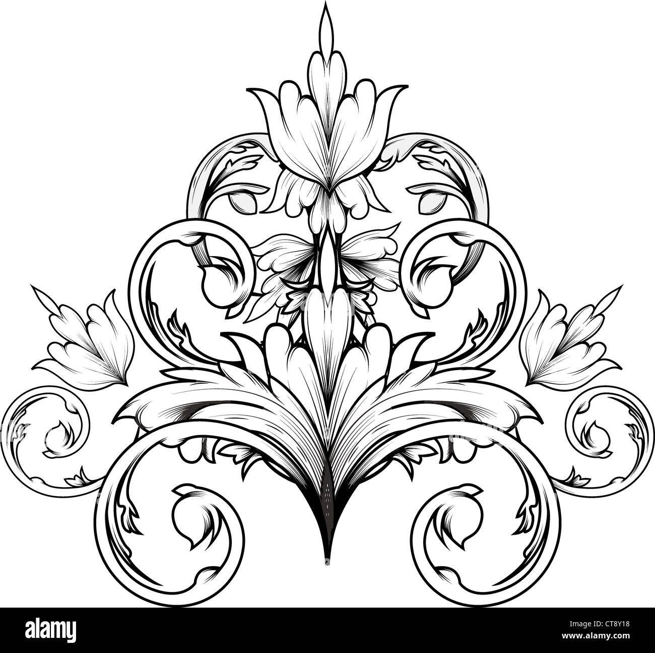 beautiful old style floral elements for design Stock Photo - Alamy