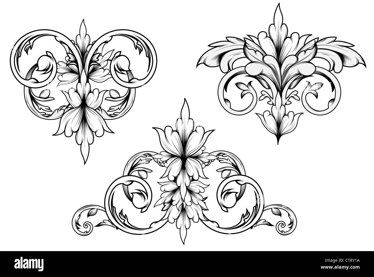 beautiful old style floral elements for design Stock Photo - Alamy