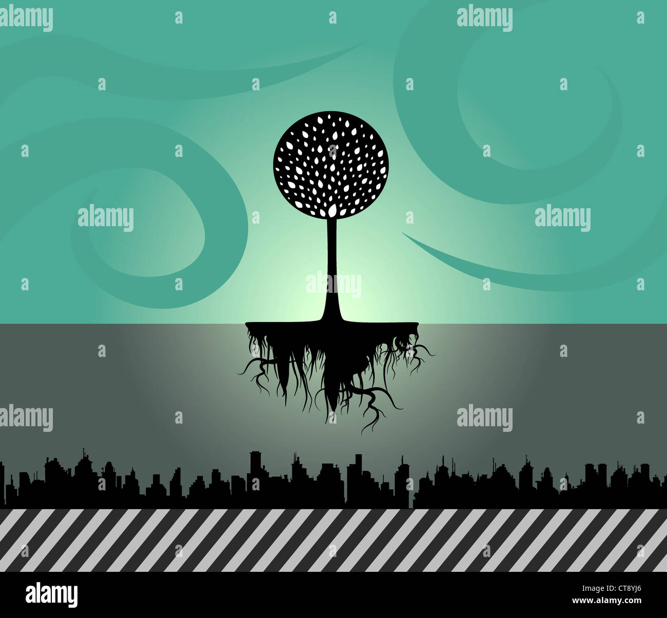 beautiful illustration of an abstract tree with leaves Stock Photo - Alamy