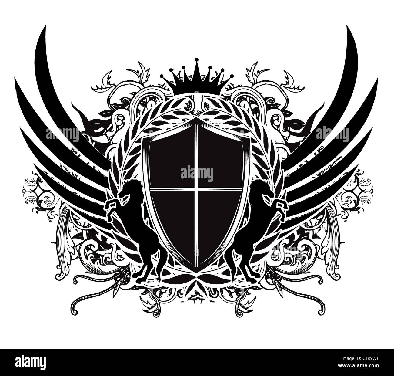 vector vintage emblem with shield Stock Photo - Alamy