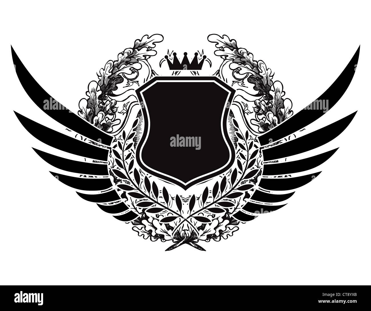 vector vintage emblem with shield Stock Photo - Alamy