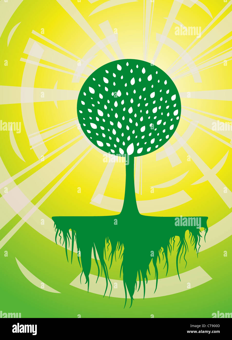 beautiful illustration of an abstract tree with leaves Stock Photo - Alamy