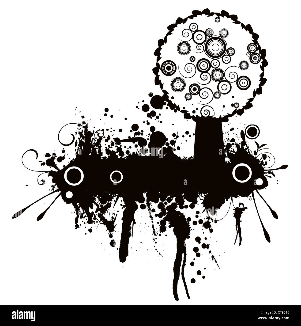 beautiful illustration of an abstract tree with leaves Stock Photo - Alamy