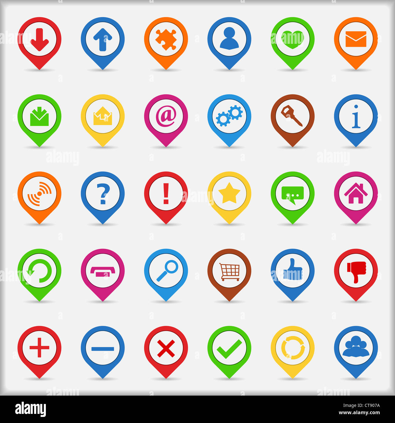 Set of pointers with icons Stock Photo - Alamy