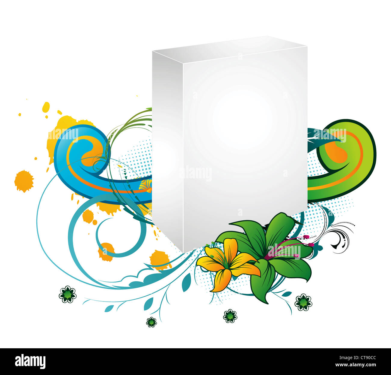vector blank 3d box with floral Stock Photo - Alamy