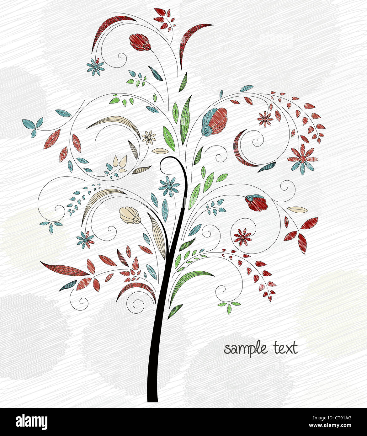 doodles background with colorful tree vector illustration Stock Photo ...