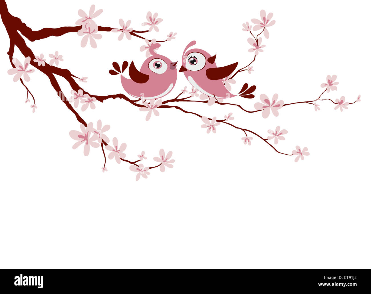 vector love birds on branch Stock Photo - Alamy