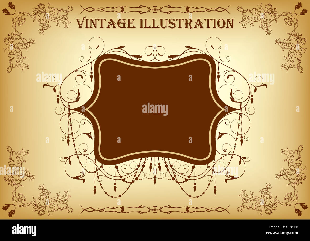 vintage floral frame vector illustration Stock Photo - Alamy