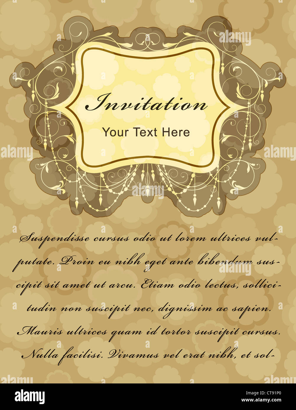 vintage invitation card vector illustration Stock Photo - Alamy