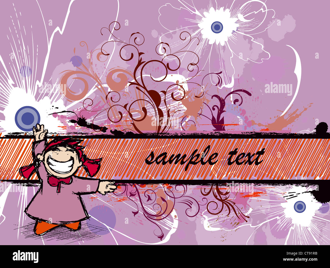 vector abstract background with cute girl Stock Photo - Alamy