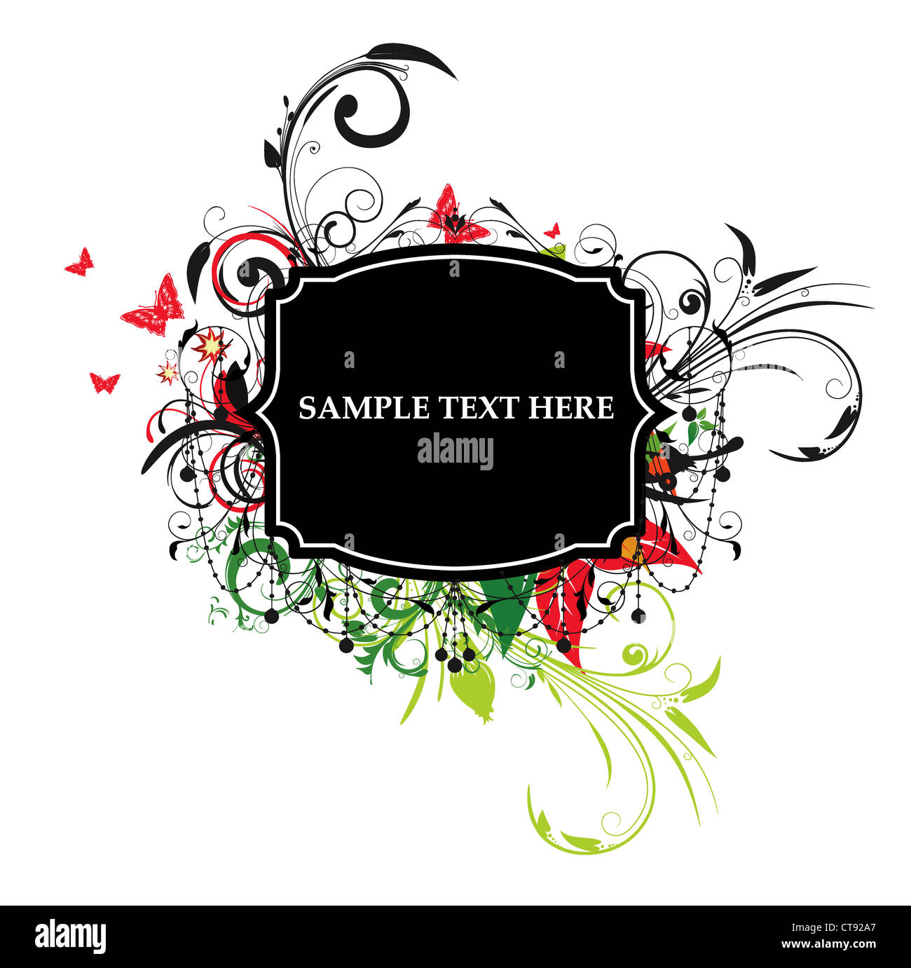 vector colorful label with butterflies Stock Photo - Alamy