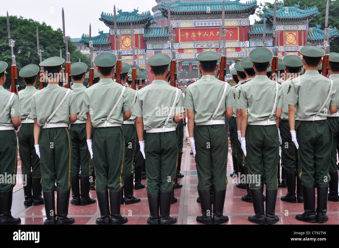 chinese armed police at Chongqing people's Square in chongqing,china ...