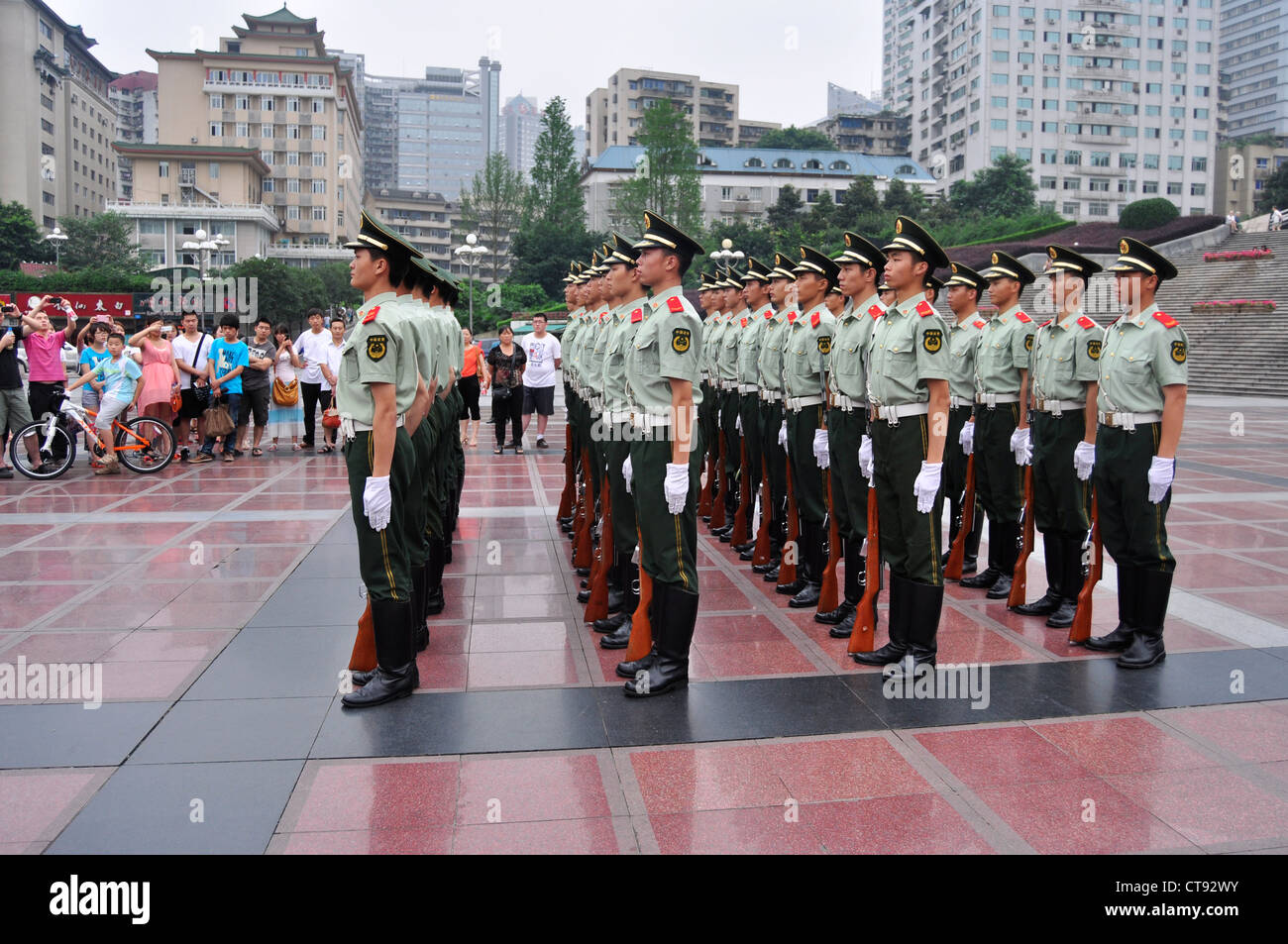 chinese armed police at Chongqing people's Square in chongqing,china ...