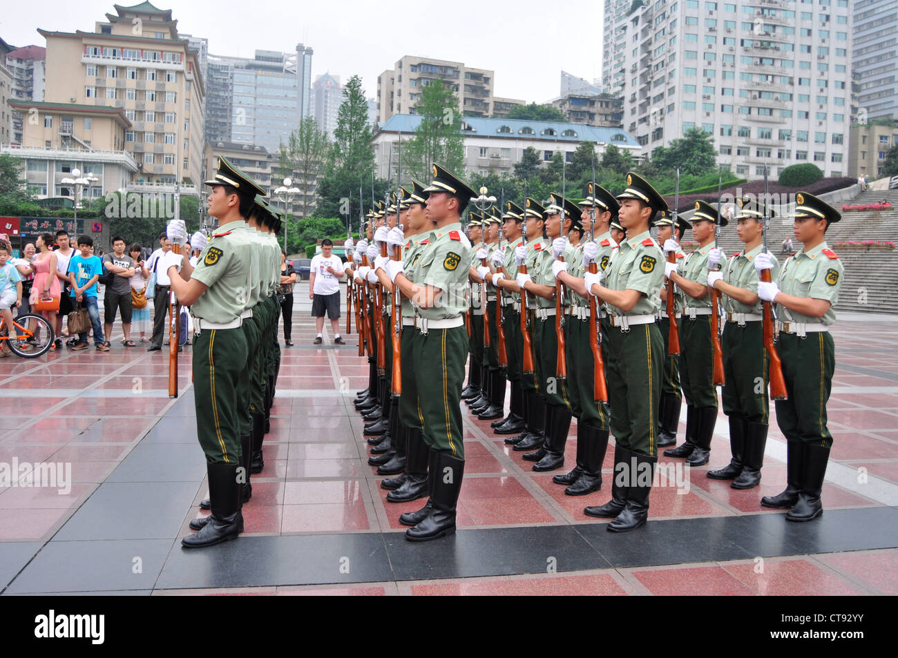 chinese armed police at Chongqing people's Square in chongqing,china ...