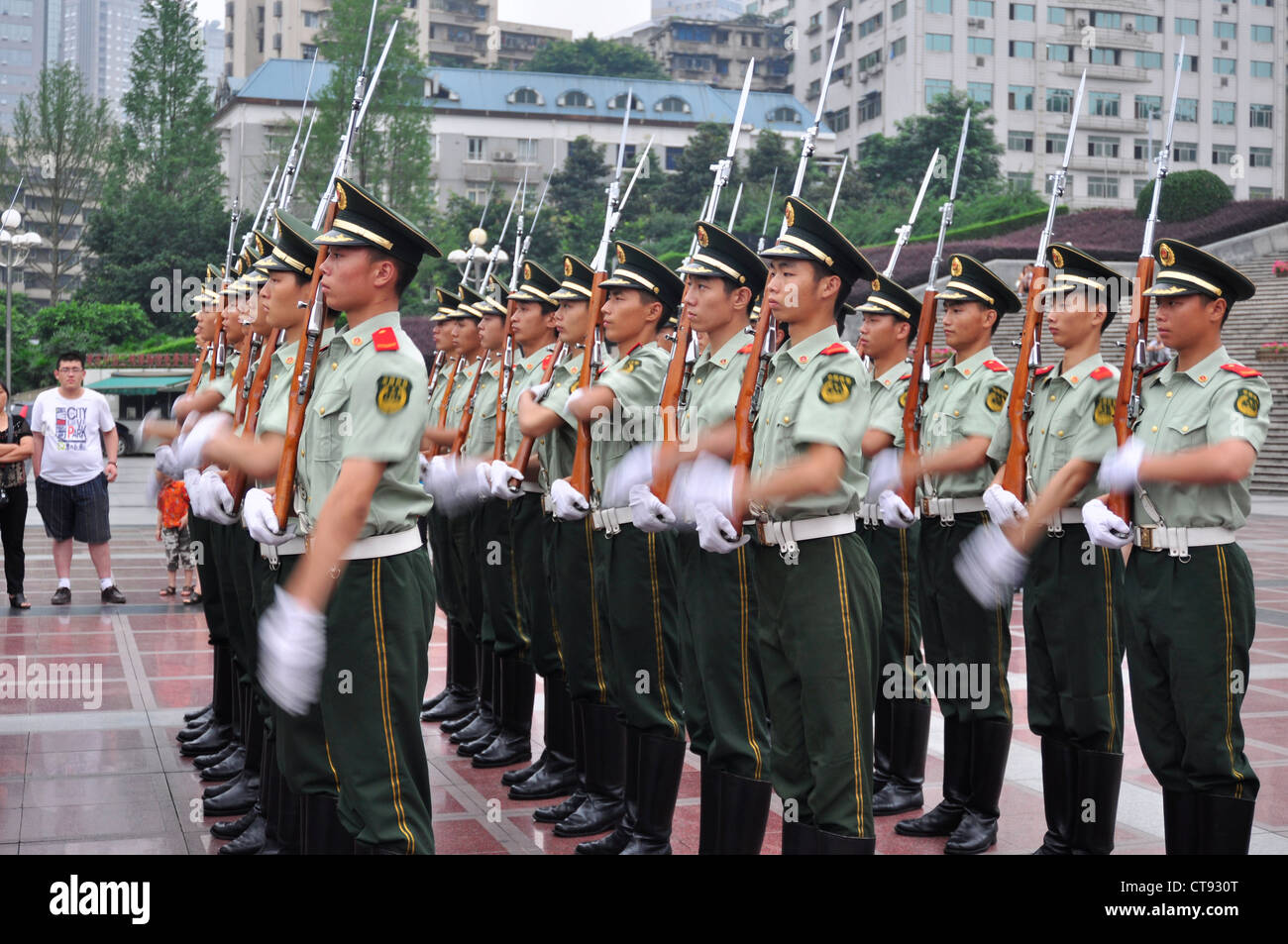 chinese armed police at Chongqing people's Square in chongqing,china ...