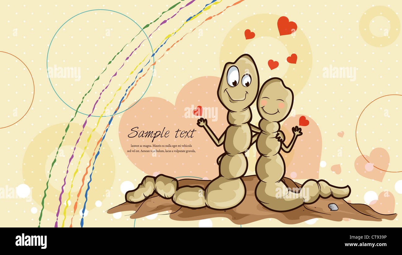 worms in love vector illustration Stock Photo - Alamy