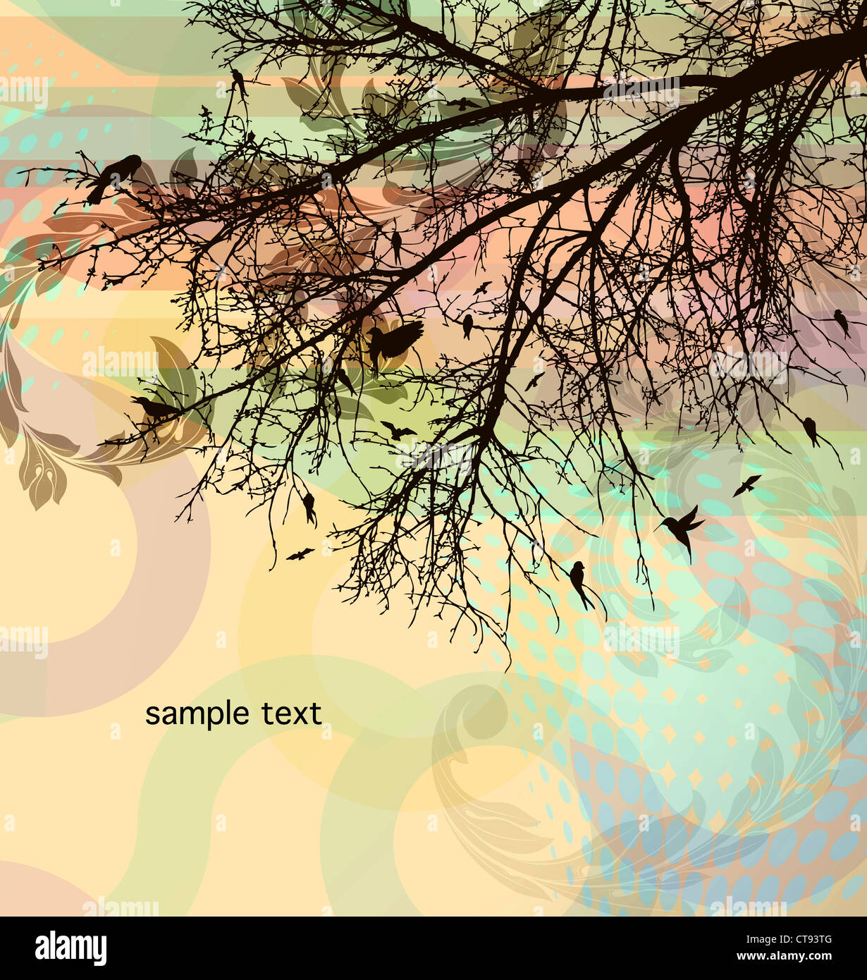 birds on a branch vector illustration Stock Photo - Alamy