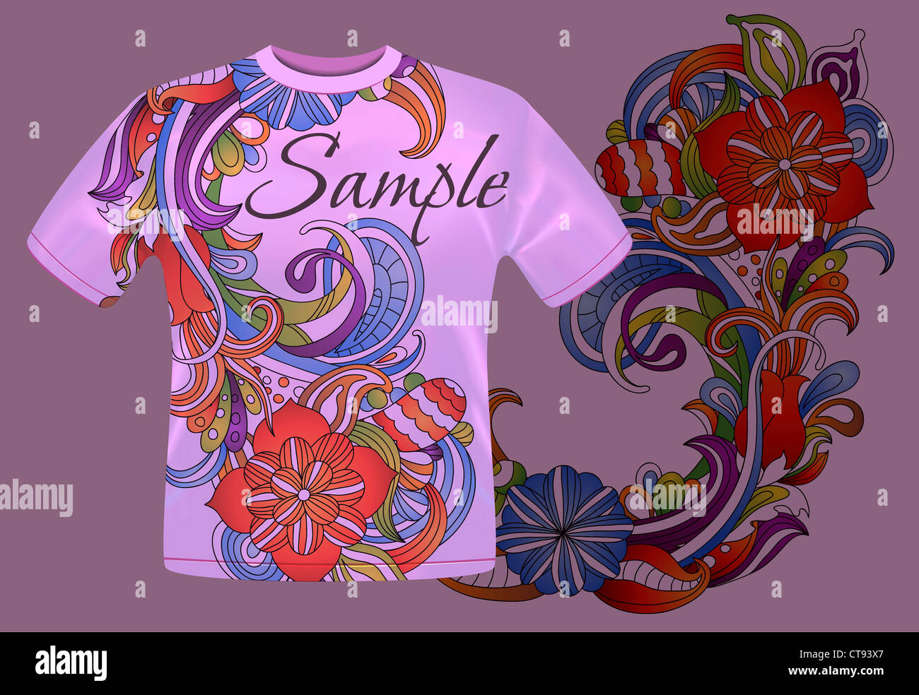 vector colorful floral t-shirt design Stock Photo - Alamy