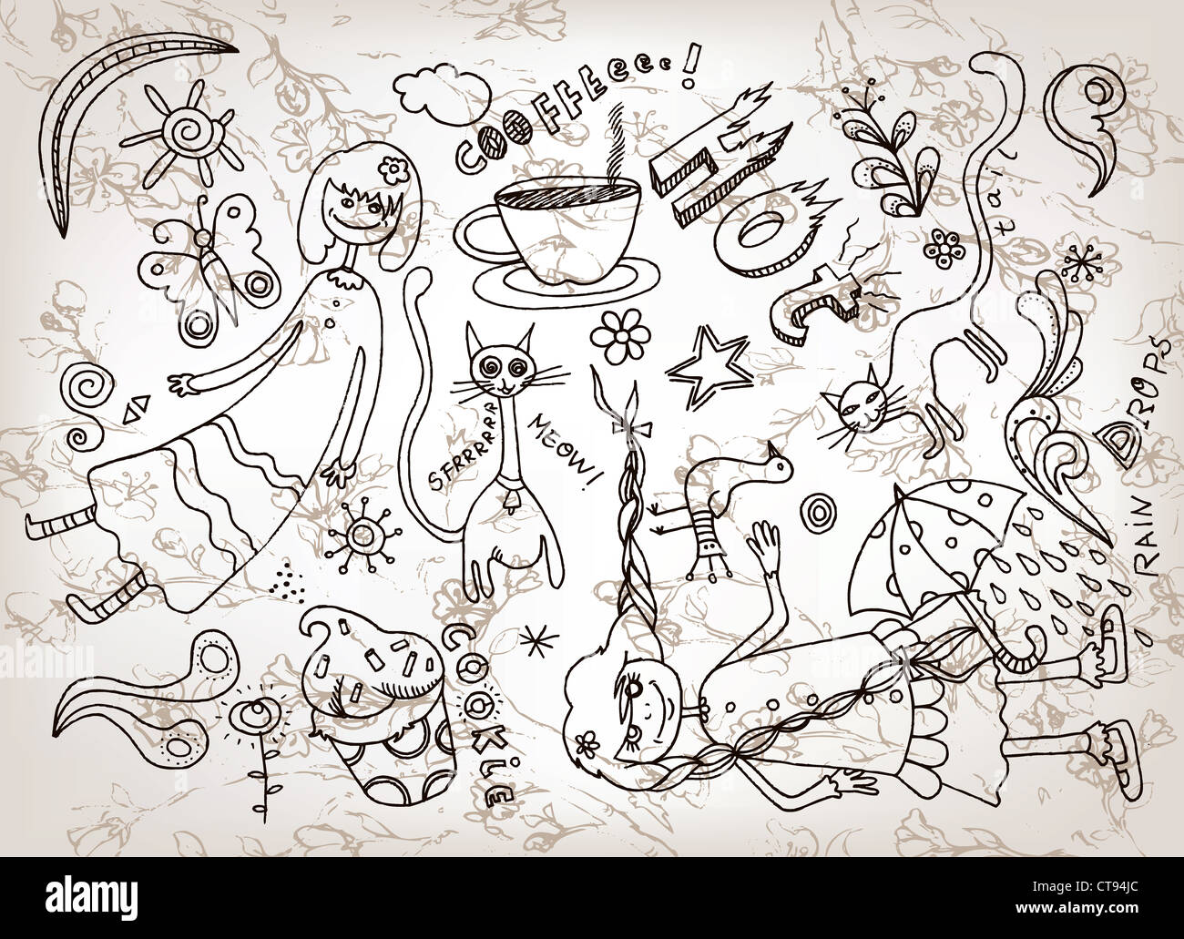 vector funny hand drawn doodles Stock Photo - Alamy