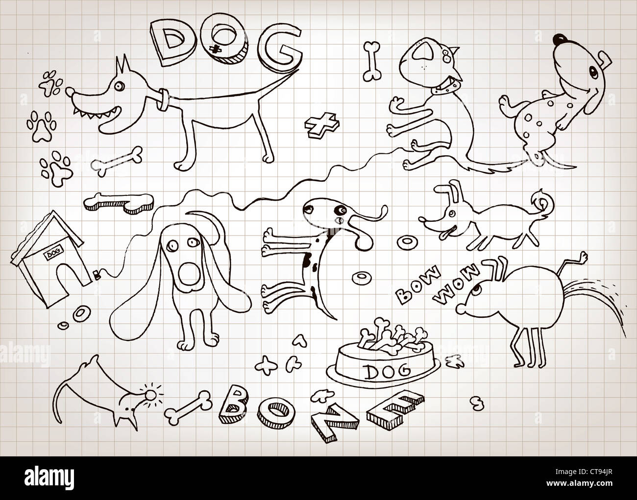 vector funny hand drawn doodles Stock Photo - Alamy