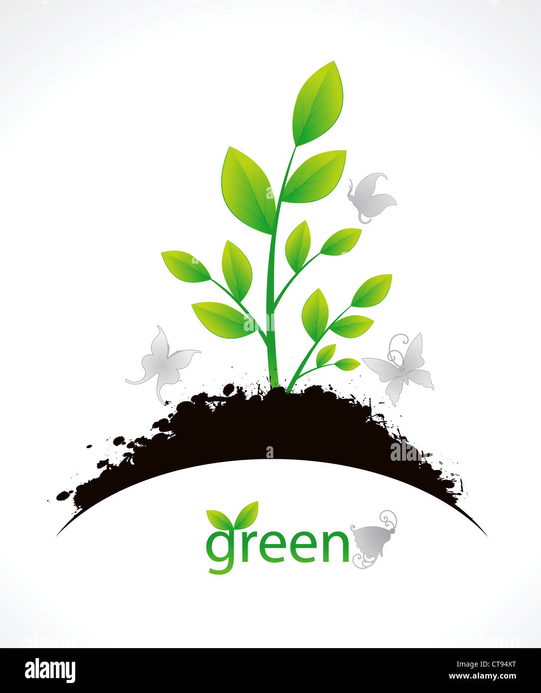 vector green design with butterflies Stock Photo - Alamy