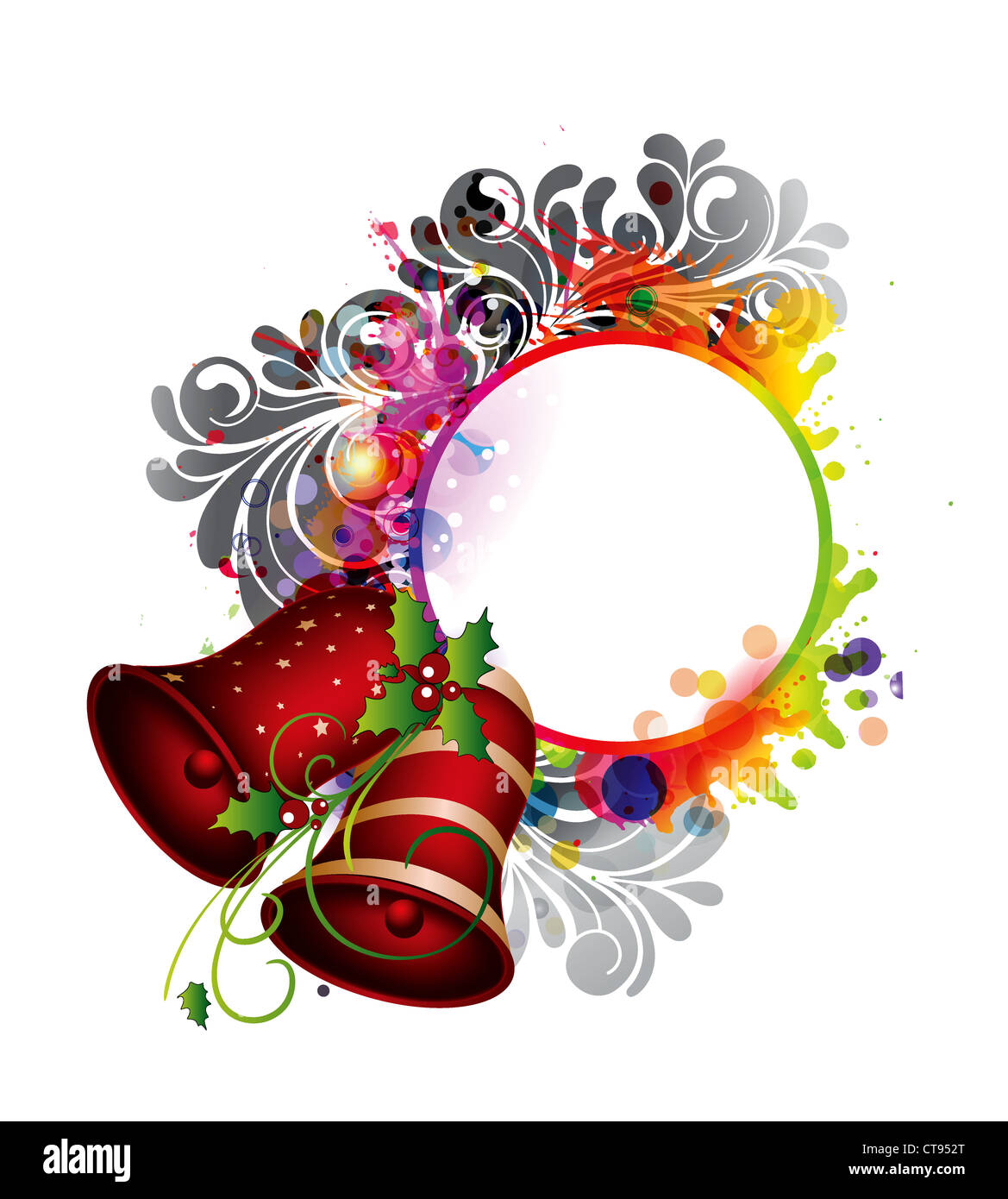 vector christmas frame with bells Stock Photo - Alamy