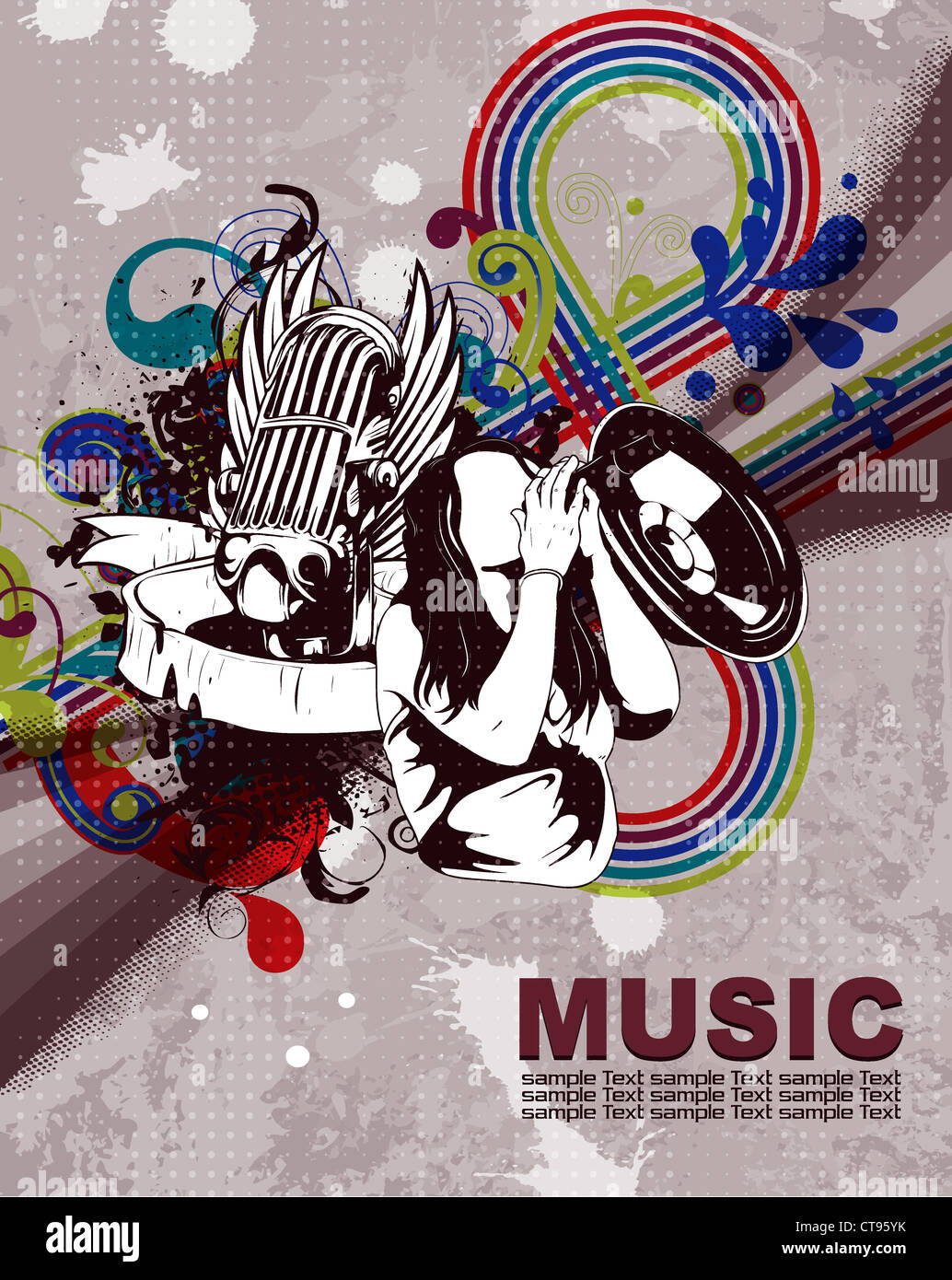 vector music background with singer Stock Photo - Alamy