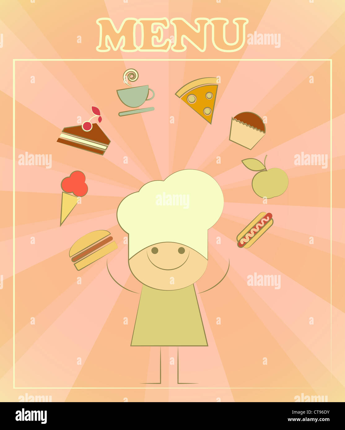 Design of kids menu with chefs and set of food in Retro Style ...