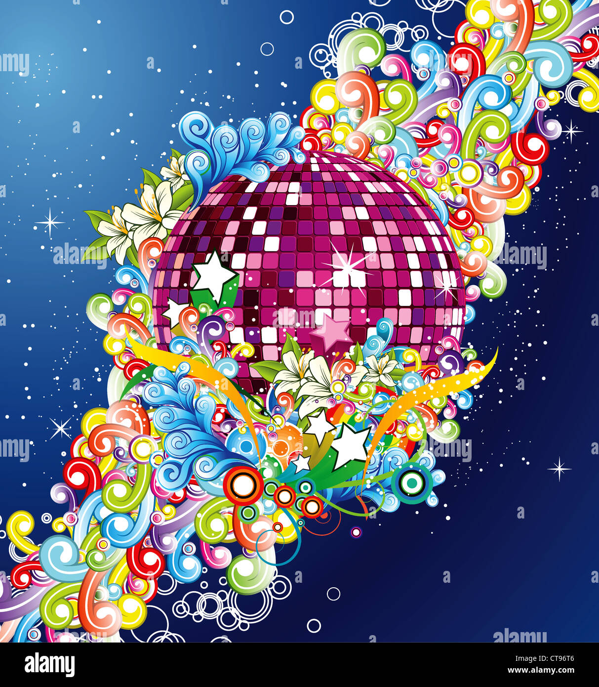 vector discoball with floral Stock Photo - Alamy