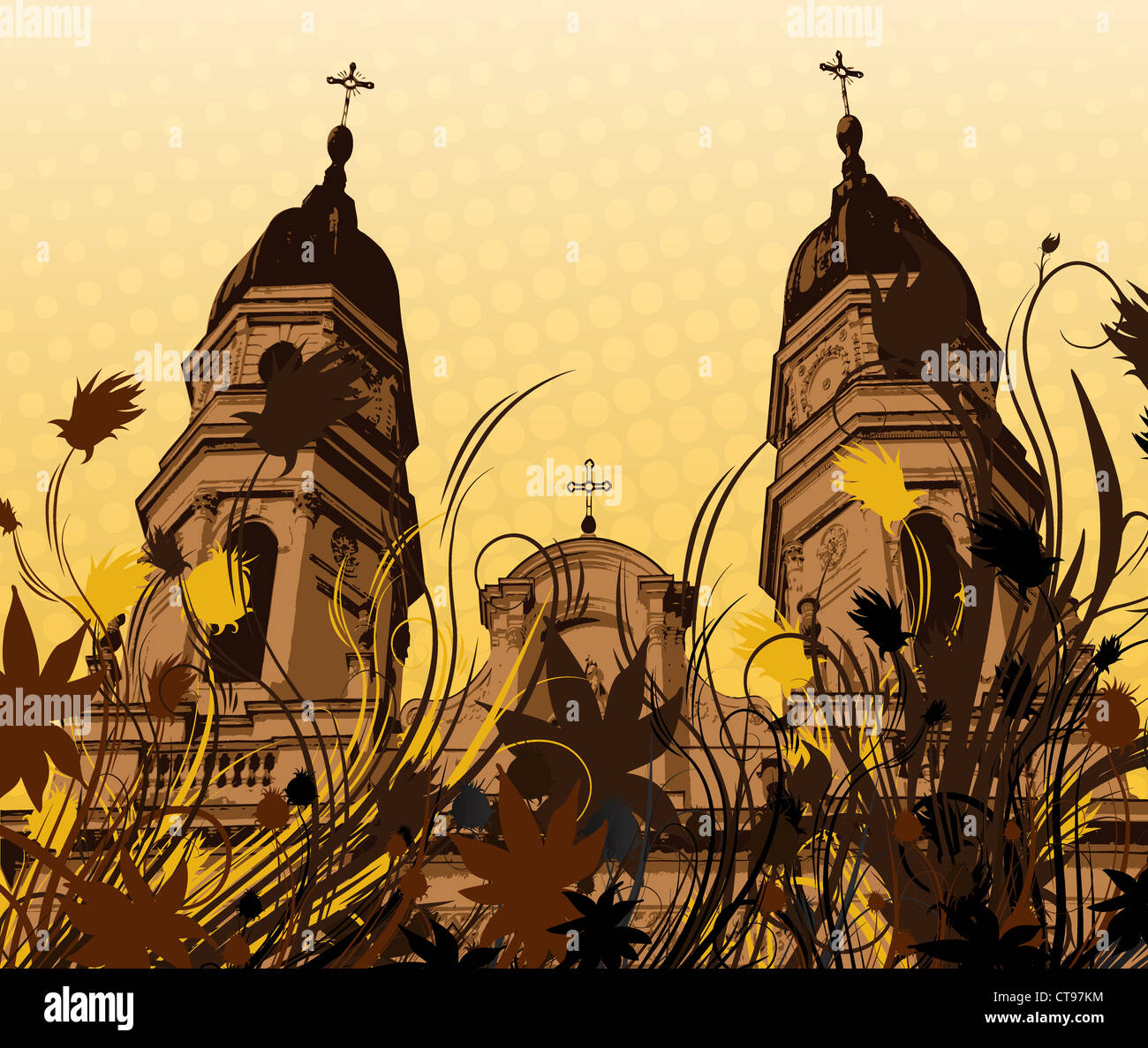 old building vintage vector illustration Stock Photo - Alamy