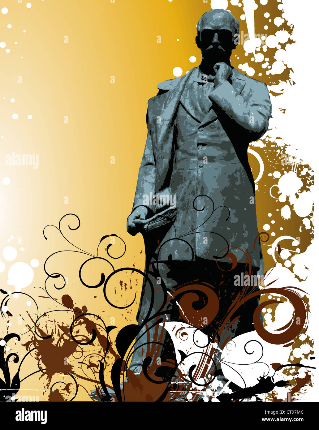old statue with floral background Stock Photo - Alamy