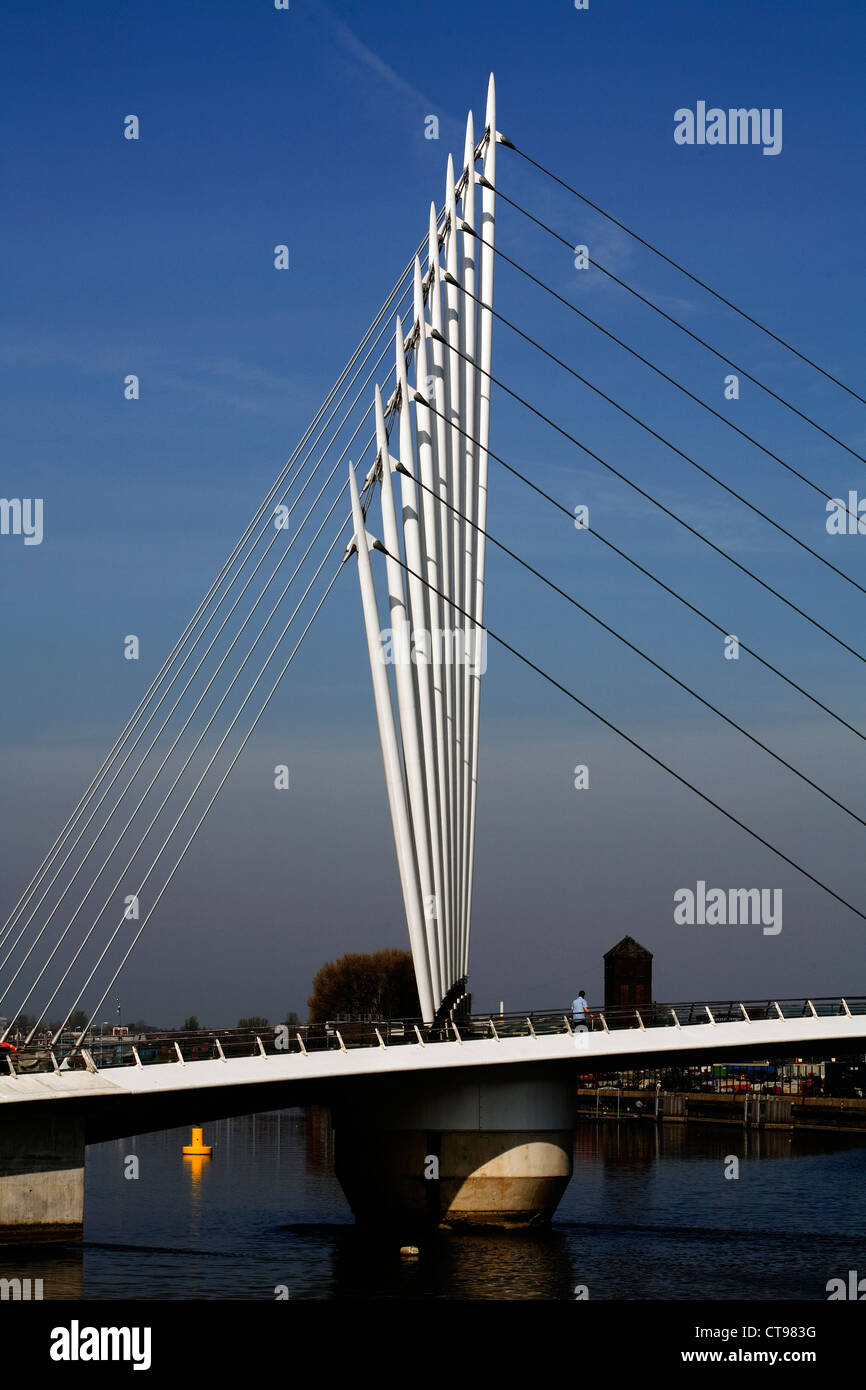 Suspension Bridge across The Manchester Ship Canal opposite Media City ...