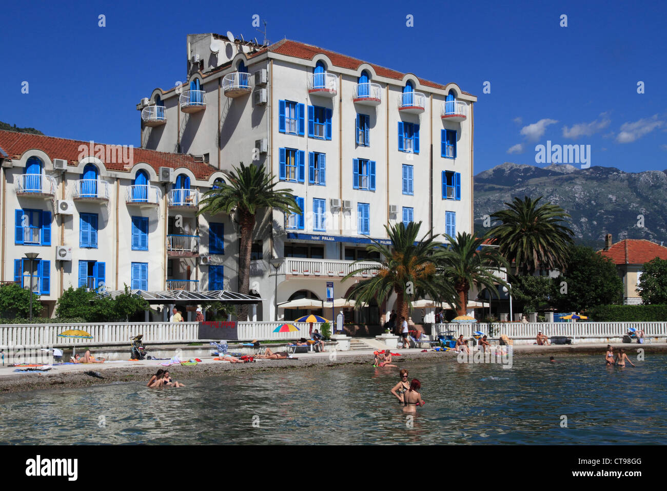 Montenegro Tivat, beach & hotel Stock Photo - Alamy