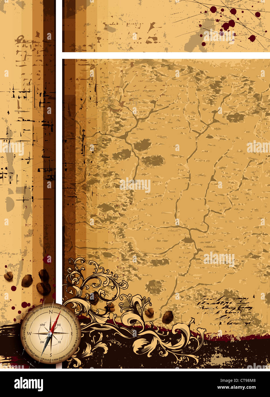 vintage background with compass vector illustration Stock Photo - Alamy
