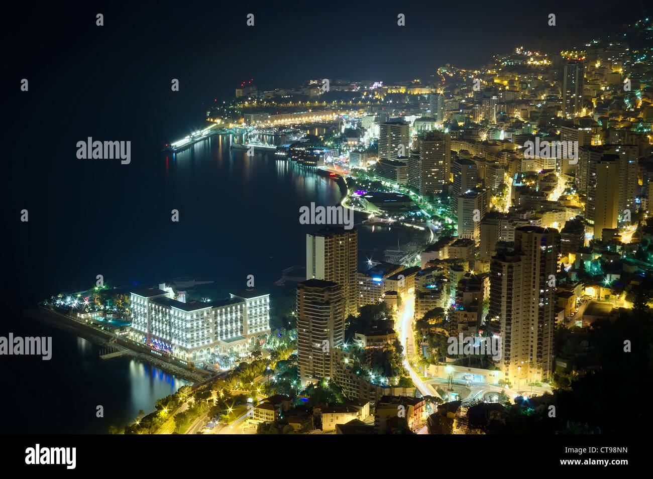 aerial view of Monaco, Monte Carlo by night Stock Photo - Alamy